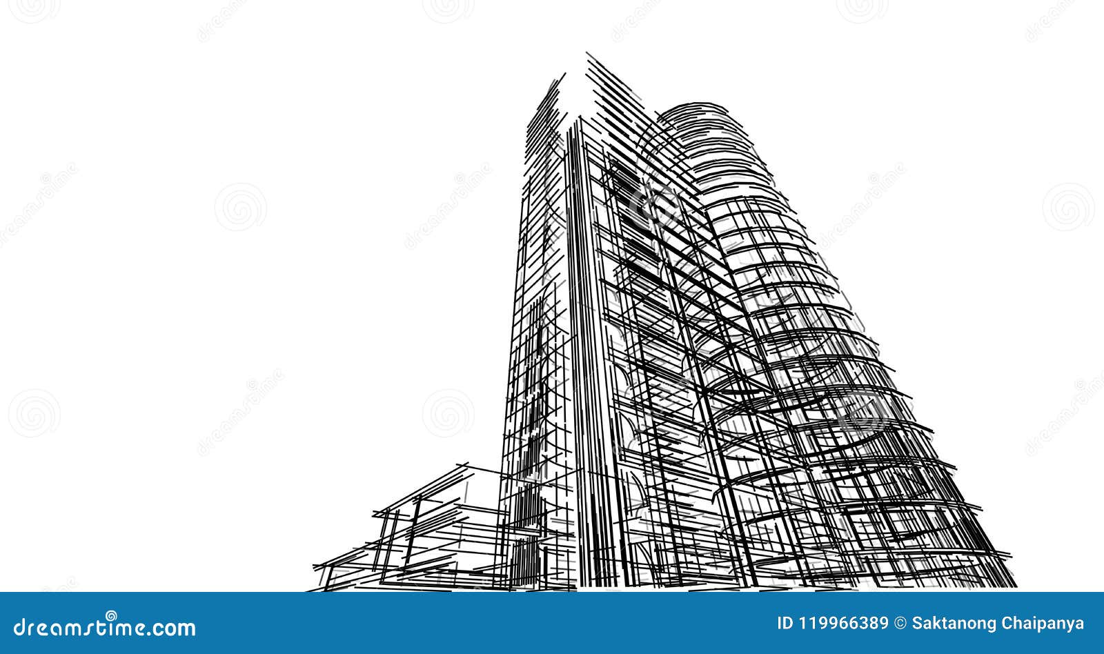 Abstract 3D Building Wireframe Structure. Illustration Construct Stock ...