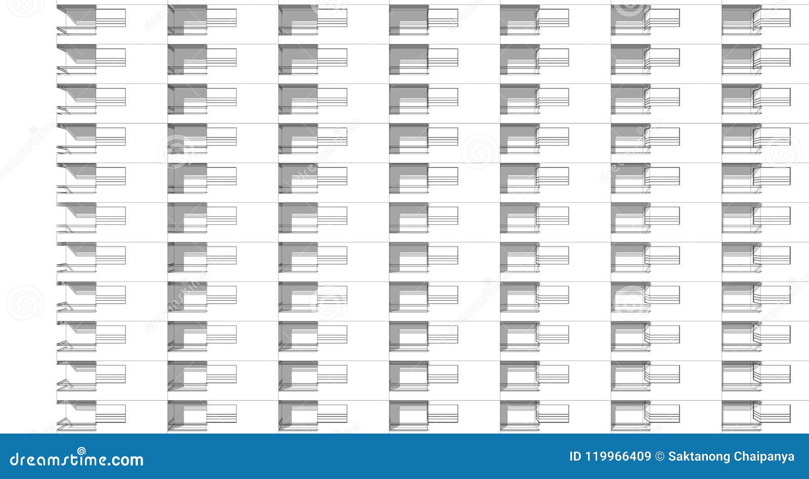 Abstract 3d Building Wireframe Structure Illustration Construct Stock
