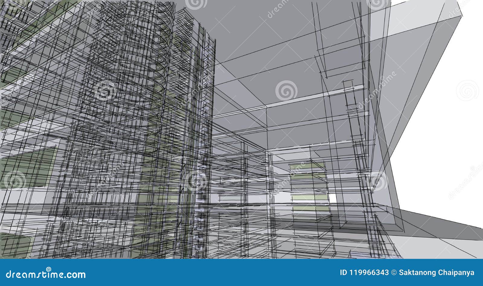 Abstract 3D Building Wireframe Structure. Illustration Construct Stock ...