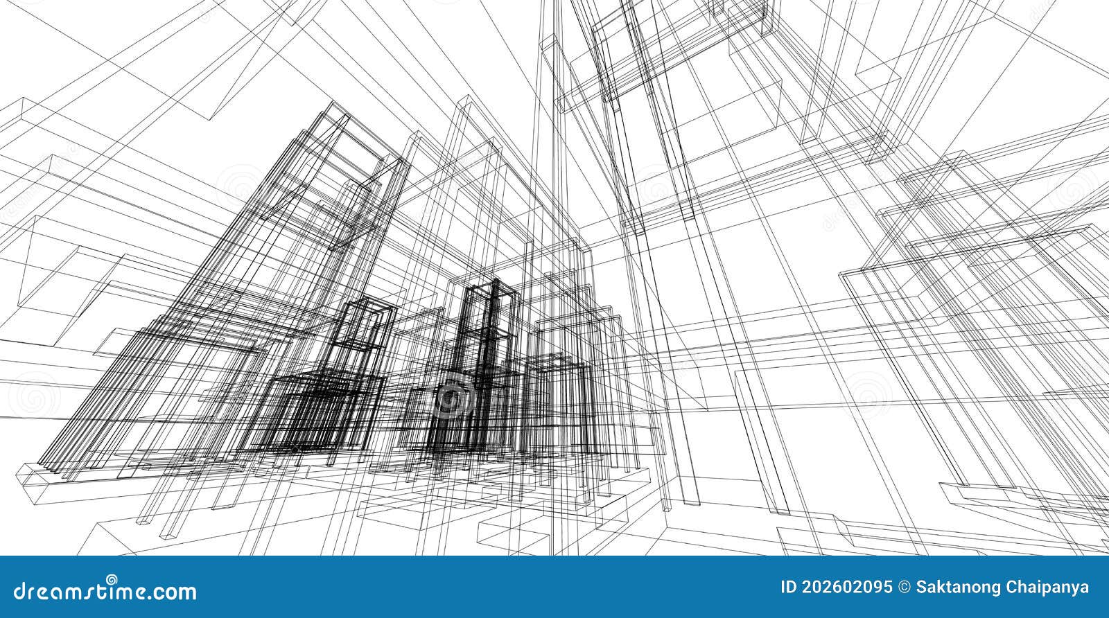 Abstract 3D Building Wireframe Structure. Illustration Construction ...
