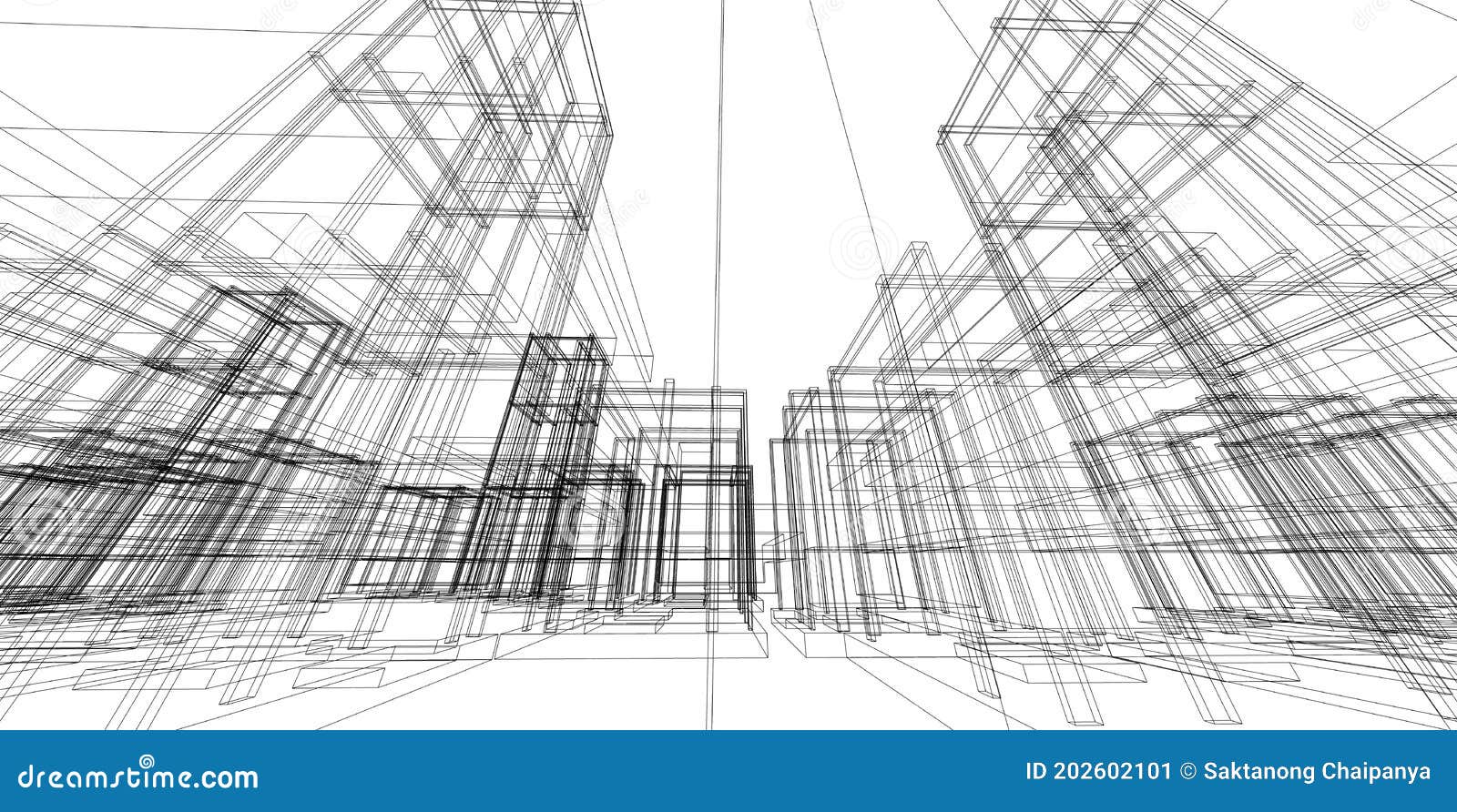 Abstract 3D Building Wireframe Structure. Illustration Construction ...