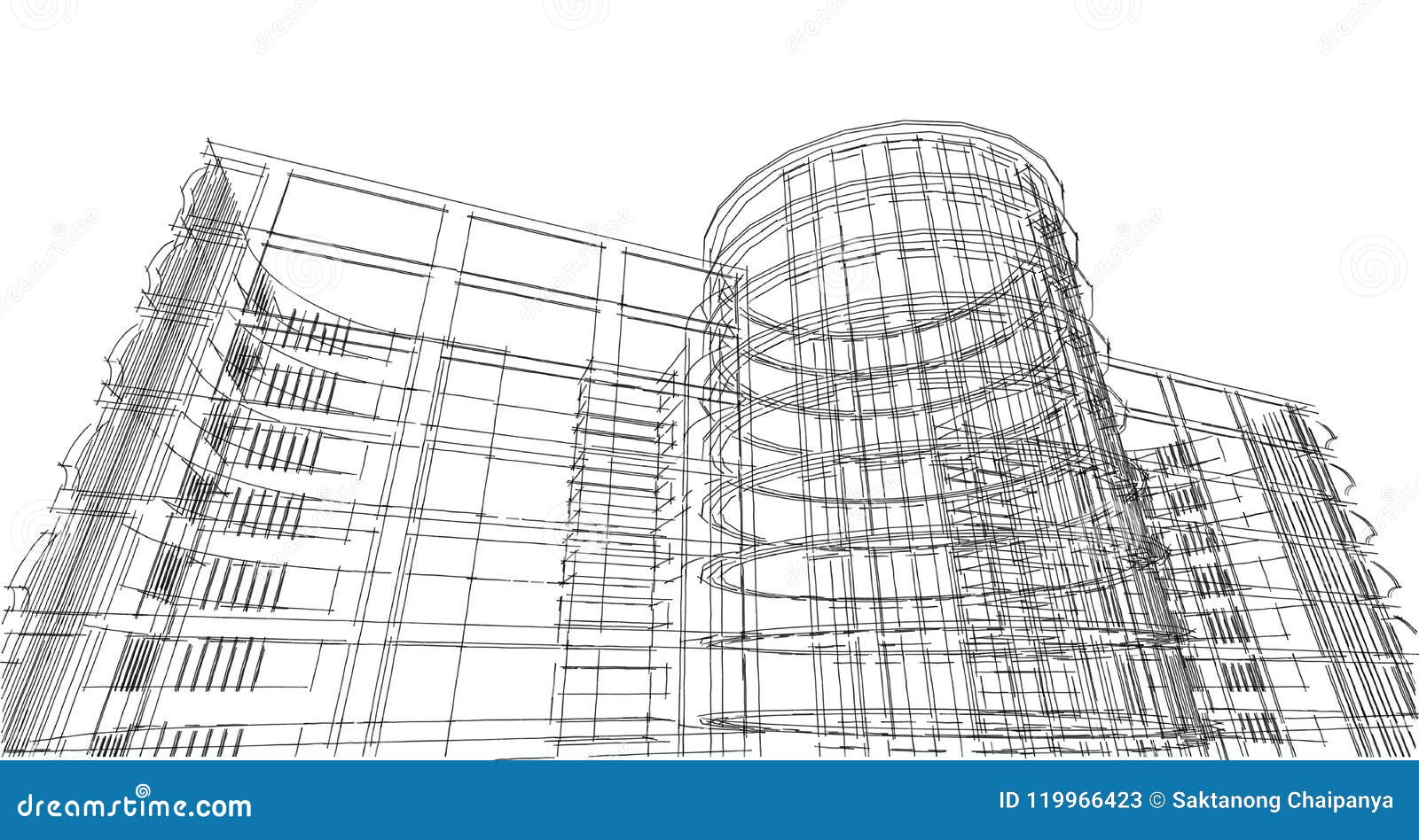 Abstract 3D Building Wireframe Structure. Illustration Construct Stock ...