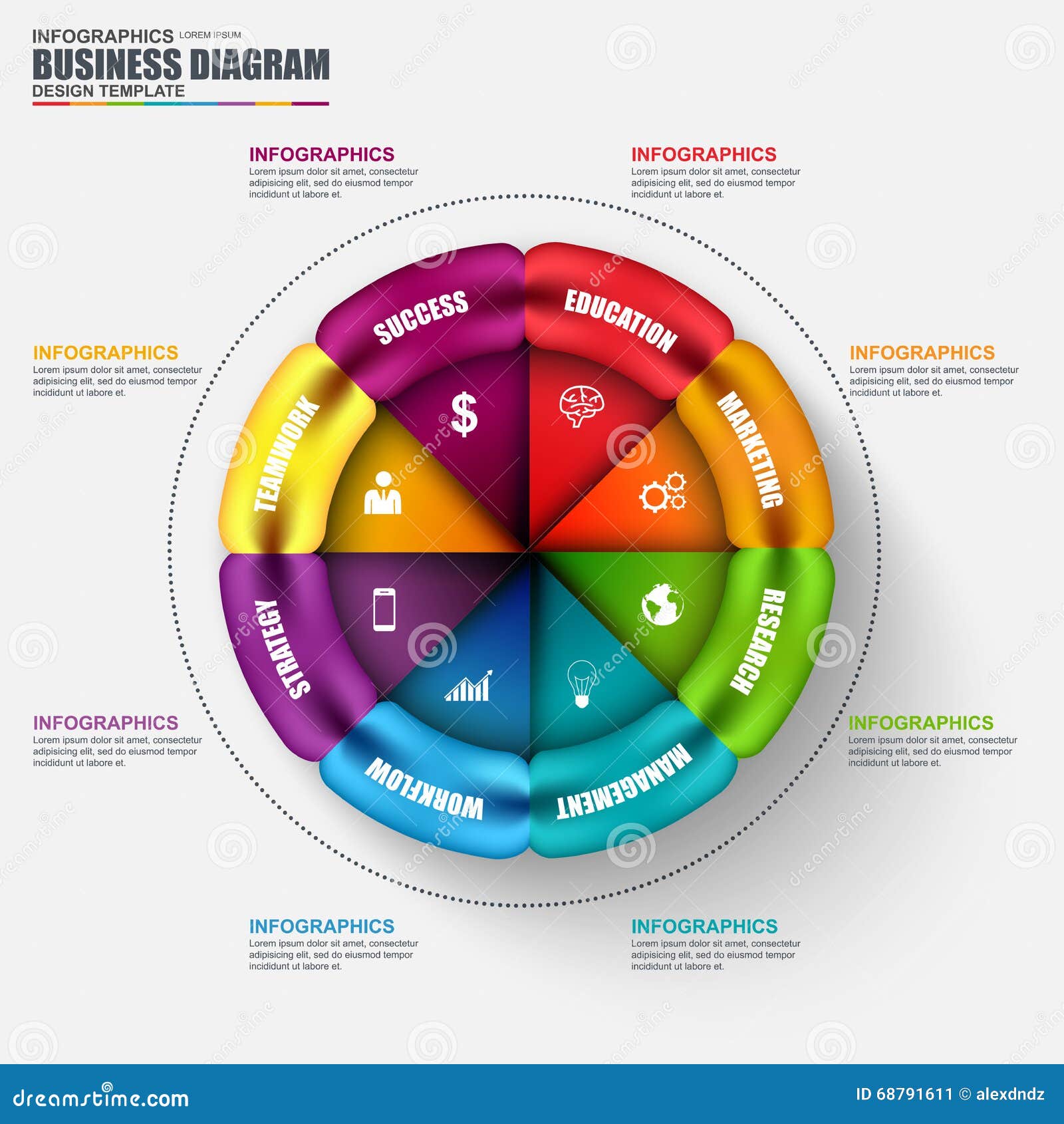 Abstract 3D Business Circular Diagram Infographic Stock Vector ...