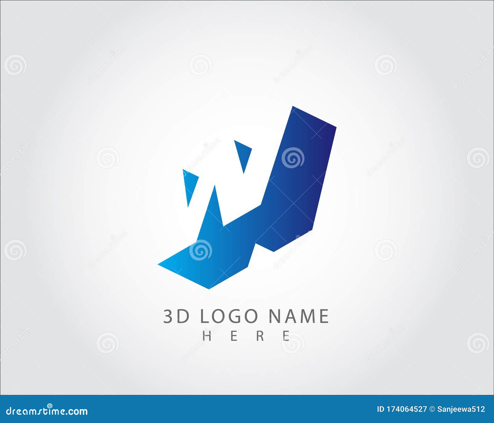 Abstract 3D Capital Letter of W Logo, Blue Color Vector Stock ...