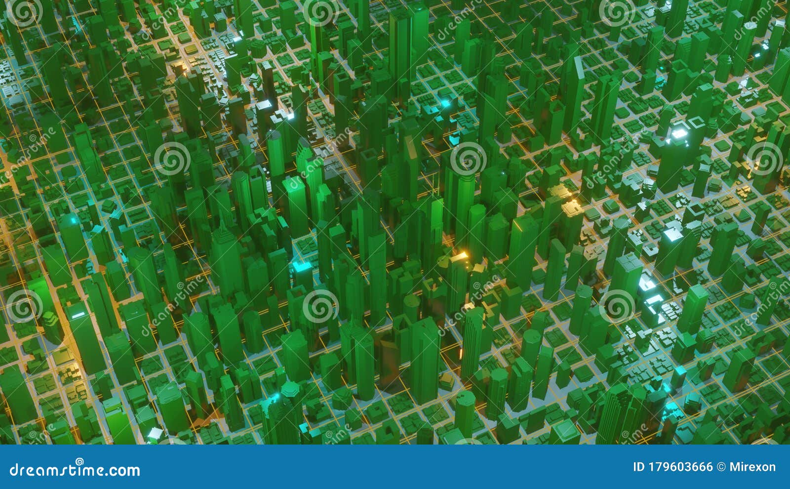 Abstract 3d City Rendering with Lines and Digital Elements. Digital ...
