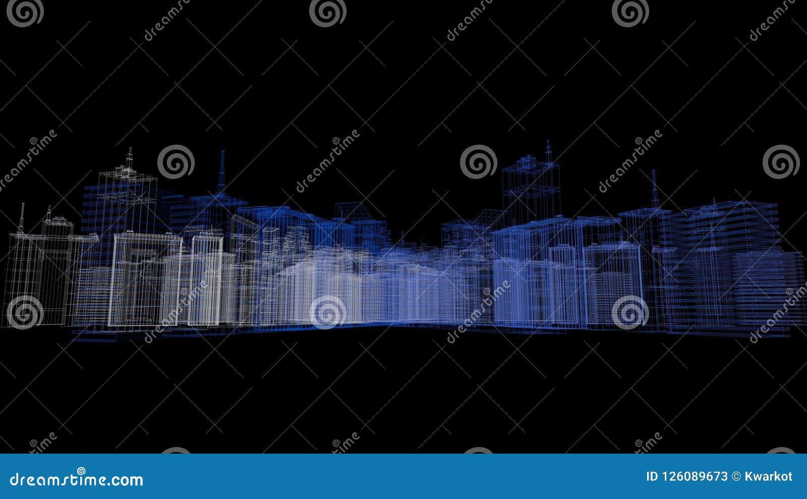3D Render of Building Wireframe City Background Stock Illustration ...