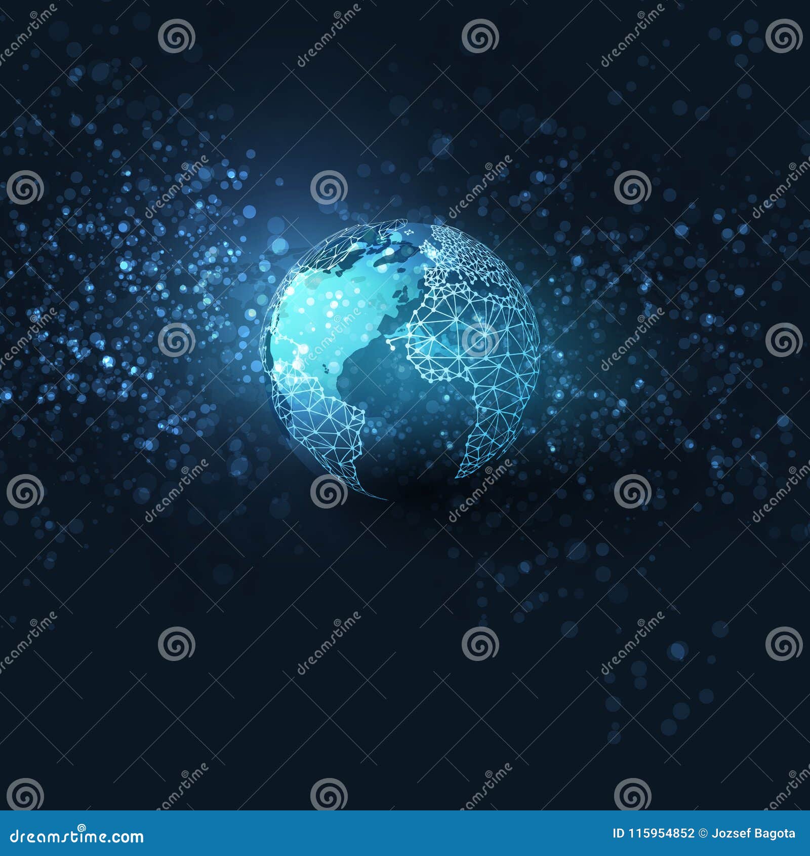 Cloud Computing and Networks Concept with Earth Globe - Abstract Global Digital Connections ...