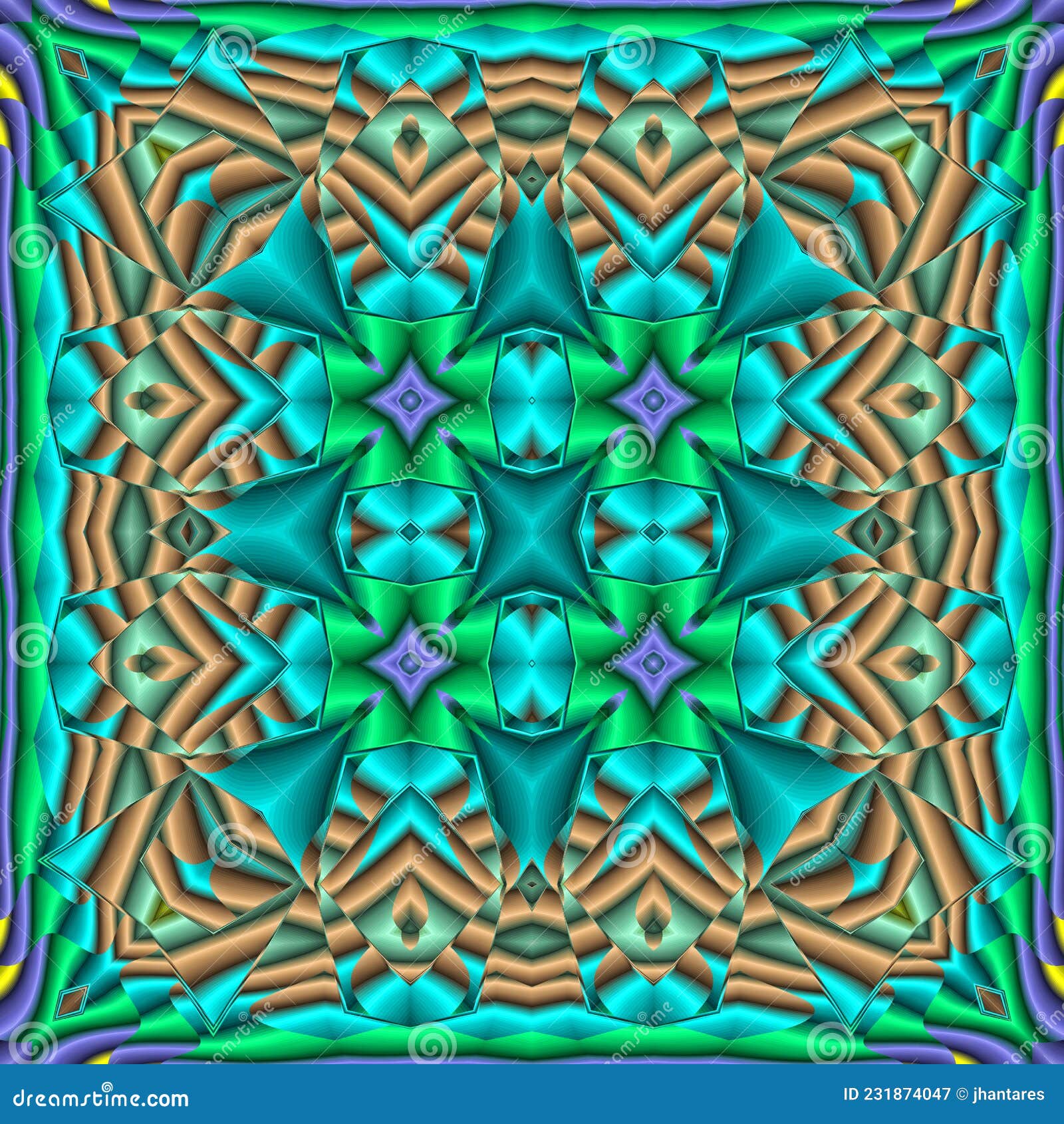 3d Colorful Geometric Fantasy Pattern Stock Illustration - Illustration ...