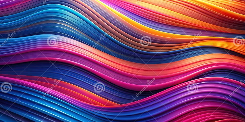 Abstract 3D Colorful Waves a Symphony of Curving Lines in Vibrant Hues ...