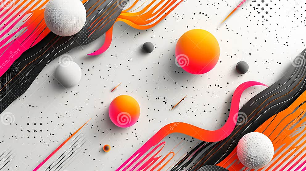 Abstract 3D Composition with Spheres and Dynamic Shapes Stock ...
