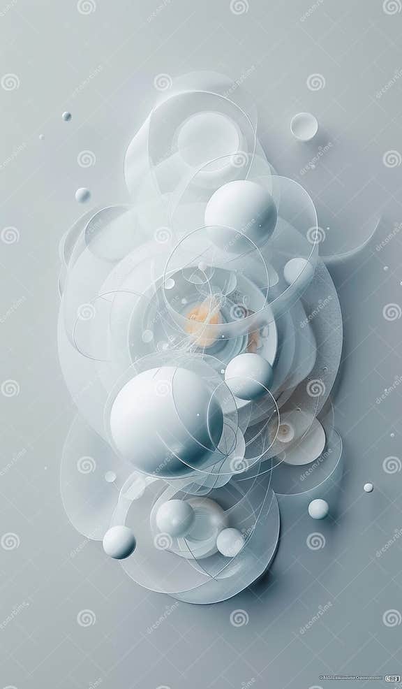 Abstract 3D Composition of Spheres and Shapes Creating a Sense of Depth ...
