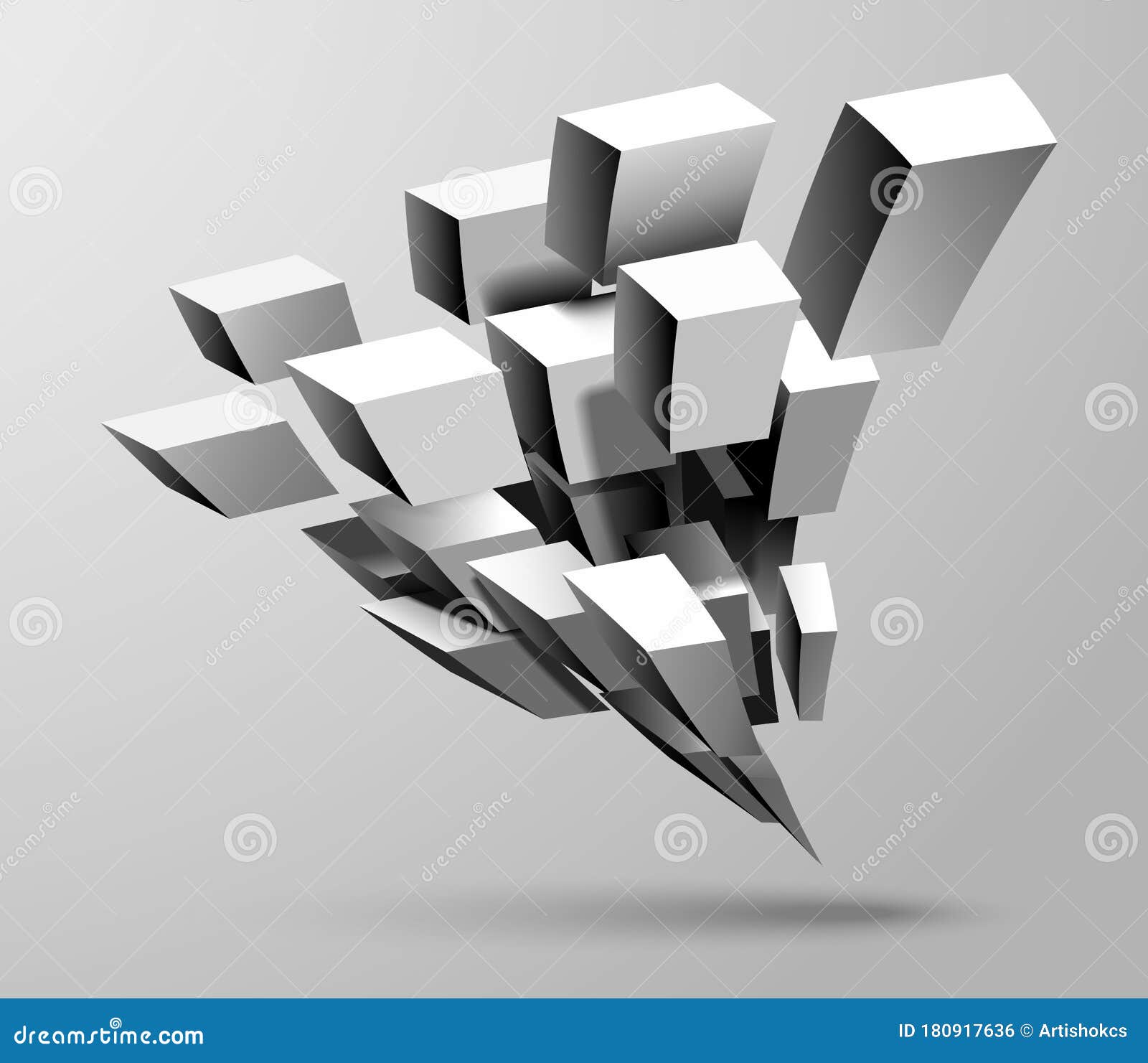 Abstract 3d Composition of White Cube Shapes in Perspective. Building ...