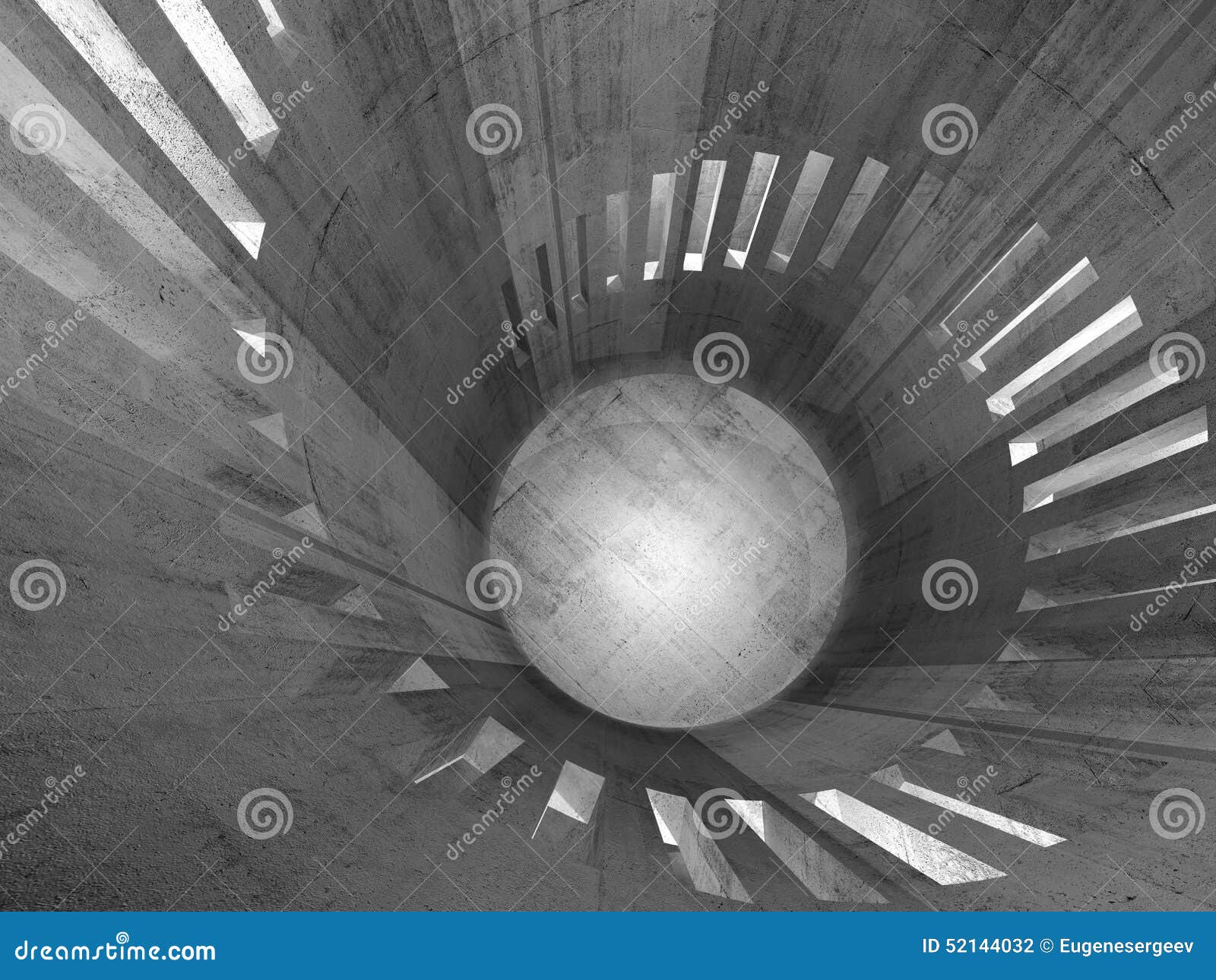 Abstract 3d Concrete Round Tower Interior with Windows Stock ...