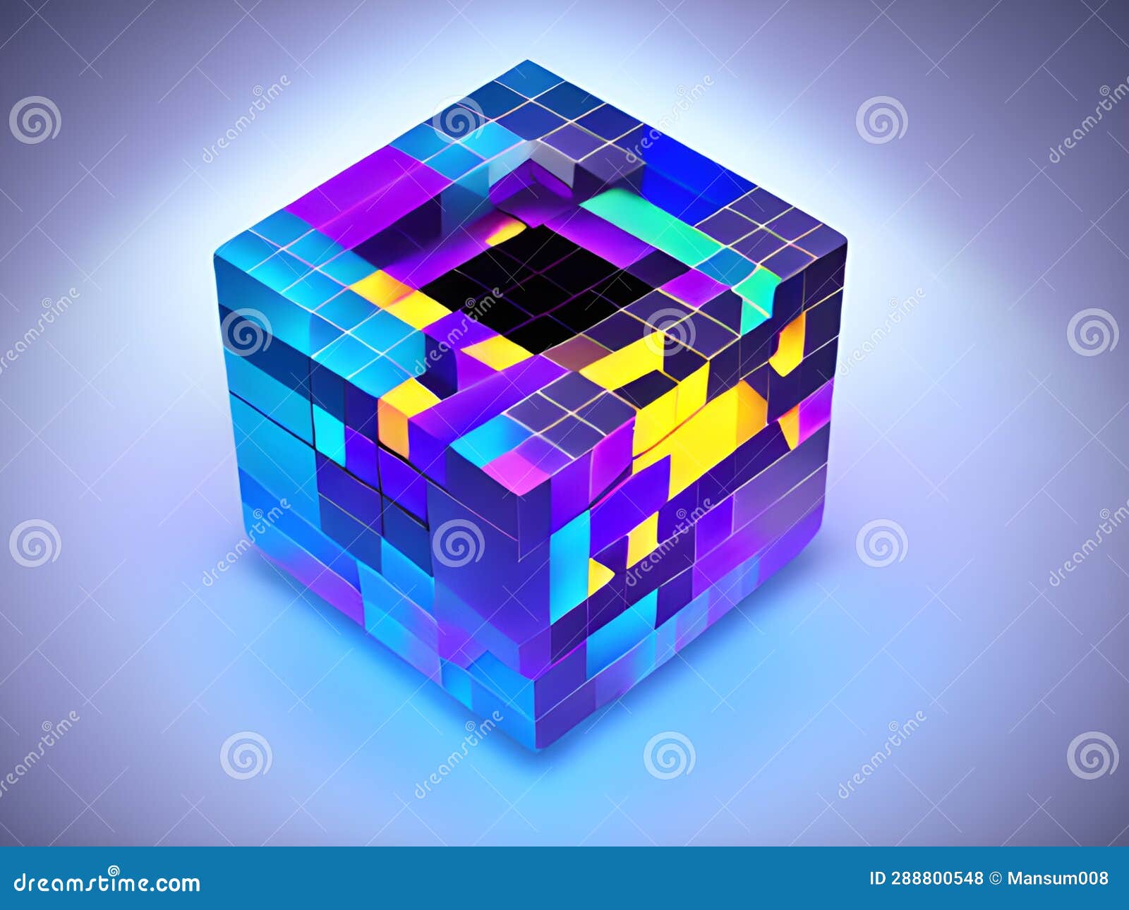 Abstract 3d Cube Background, Colorful Geometric Shape, Technology ...