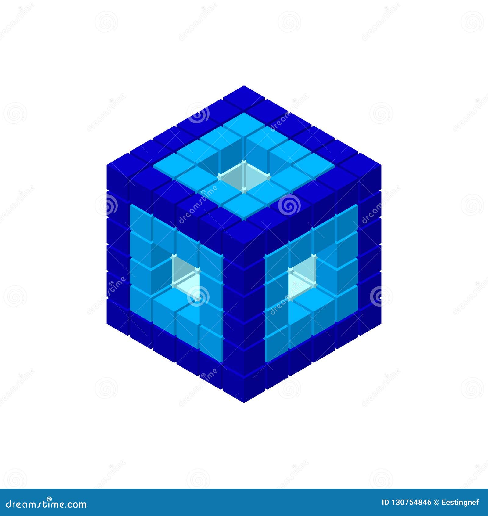 Abstract 3d Cube from Cubes. Isolated on White Background. Isometric ...