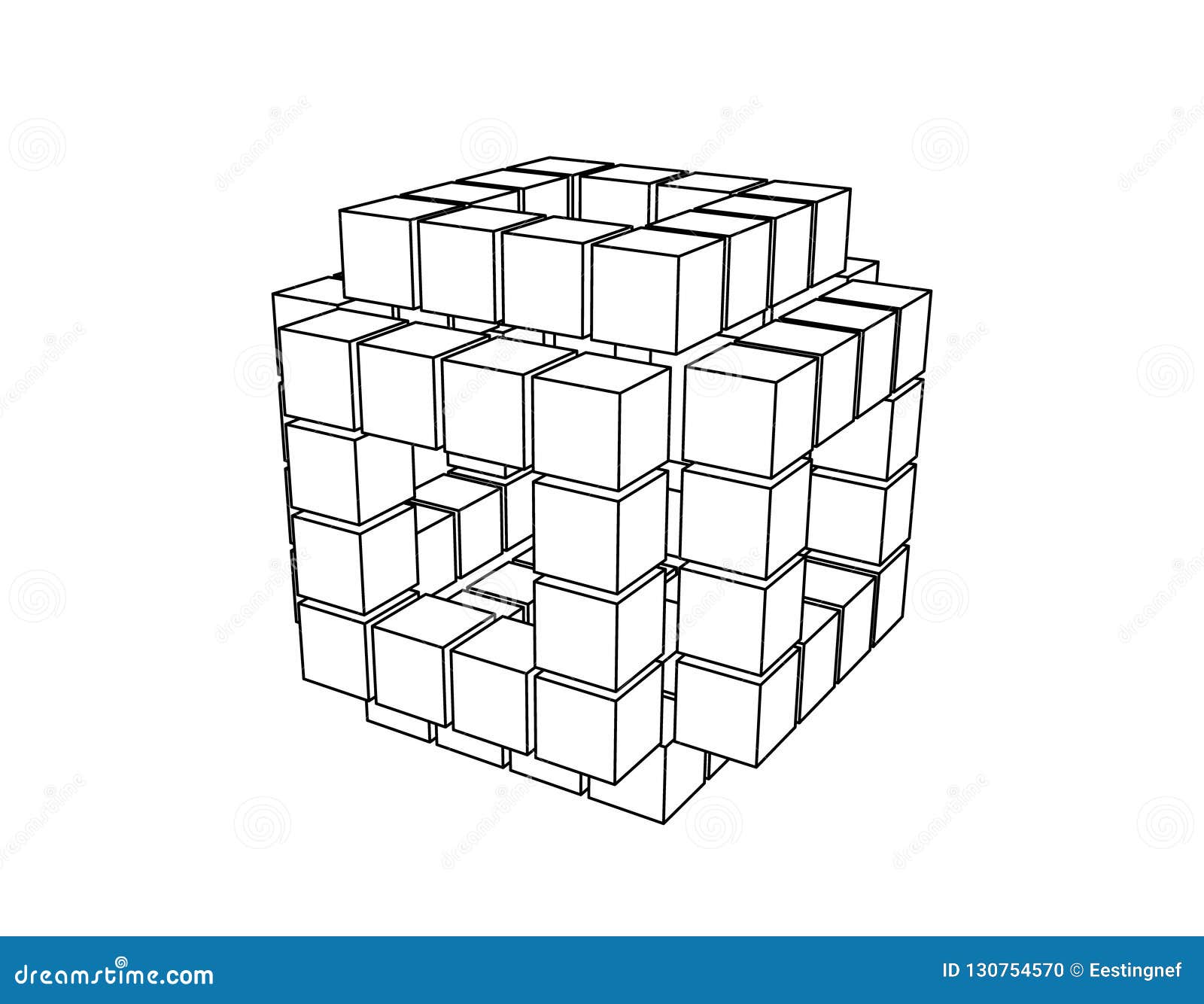 Abstract 3d Cube from Cubes. Vector Outline Illustration. Stock Vector ...