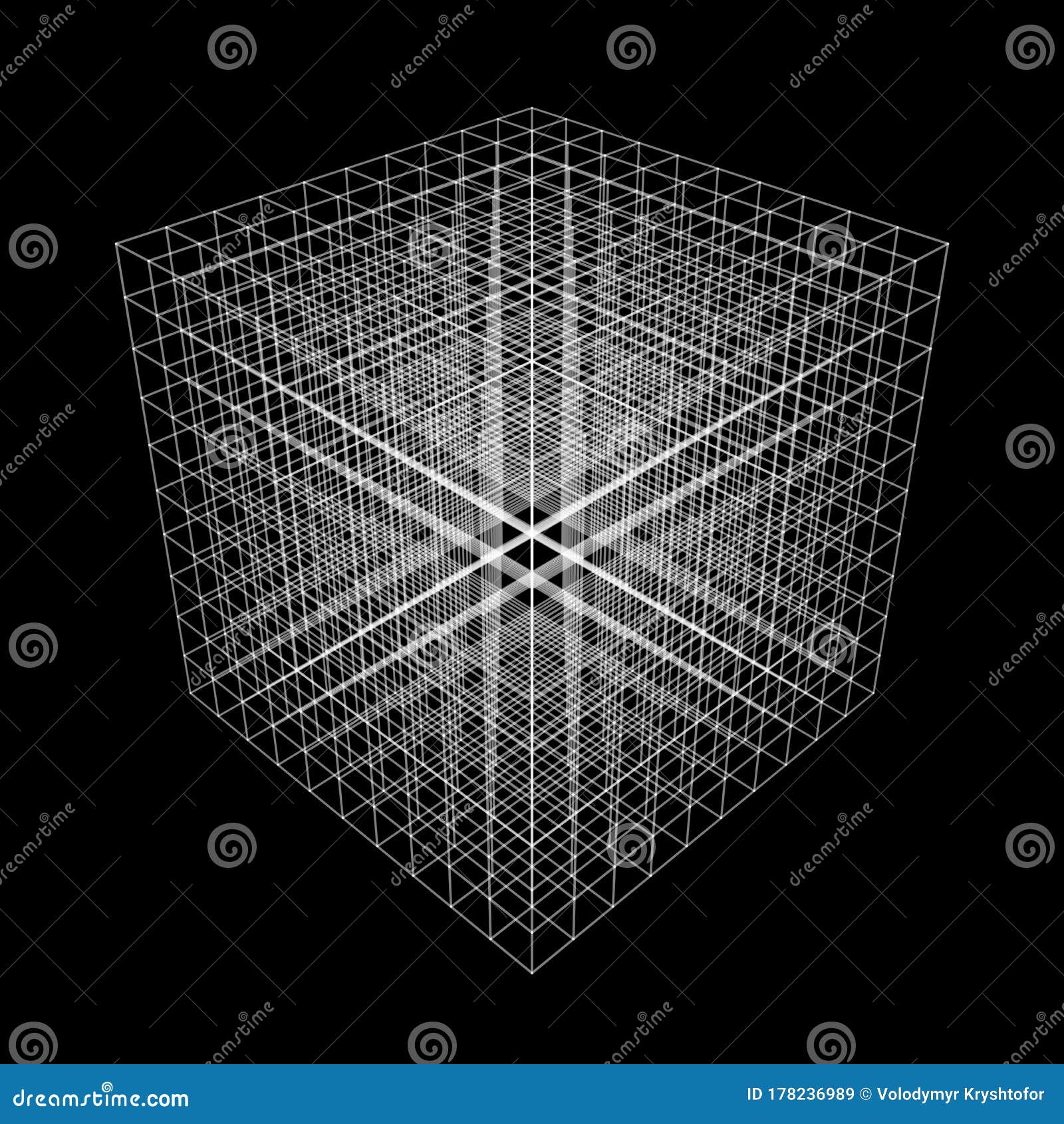 Abstract 3D Cube of Multiple Lines. Square. Digital Technology ...
