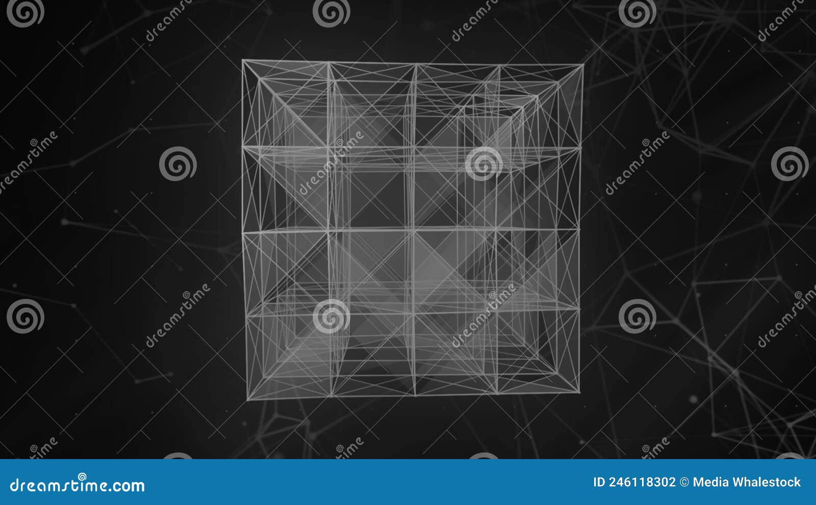 Abstract 3d Cube of Plexus Matter on a Blue Background. Motion ...