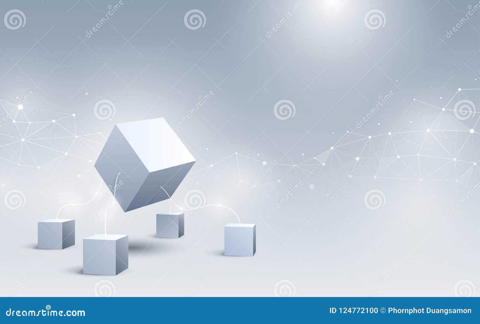 Abstract 3d Cubes Background. a Connection of Geometric Big and Small ...