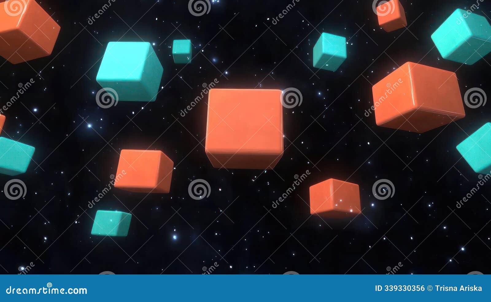 Abstract 3D Cubes Floating in a Starry Space Environment Stock ...