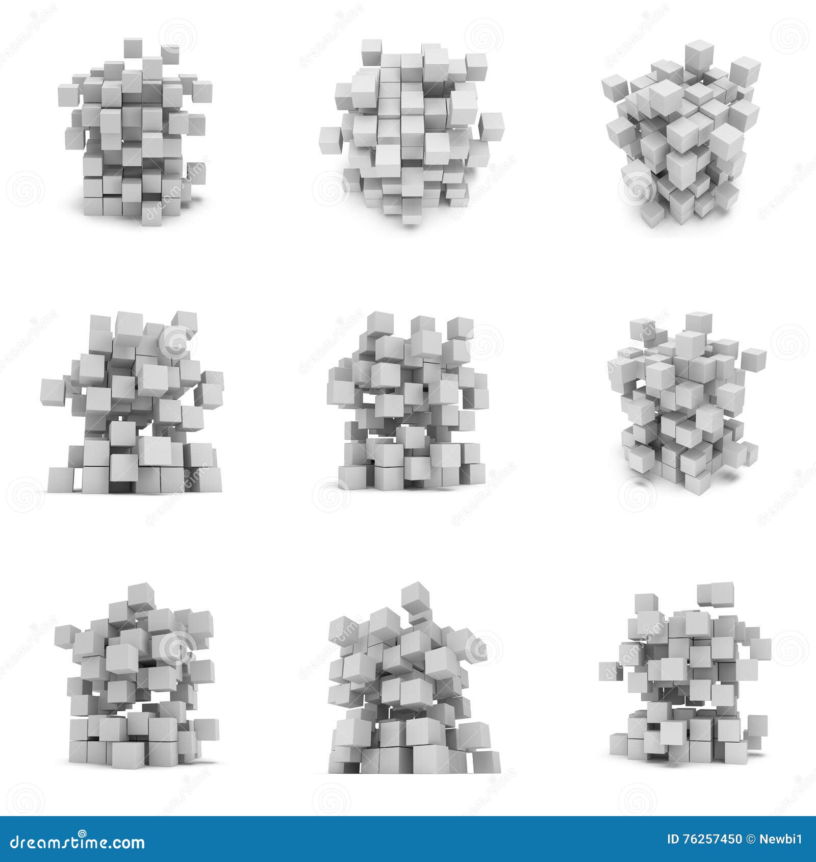 Abstract 3d cubes. set stock illustration. Illustration of digital ...
