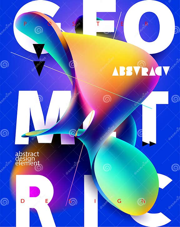 Abstract 3D Curved Geometric Shape for Poster Design. Stock Vector ...