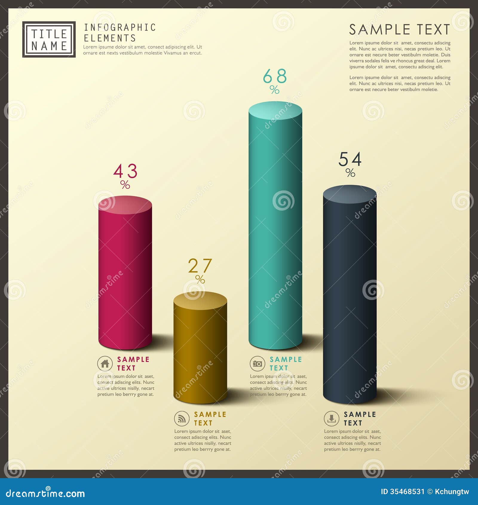 Abstract 3d Cylinder Infographics Stock Vector - Illustration of clean ...