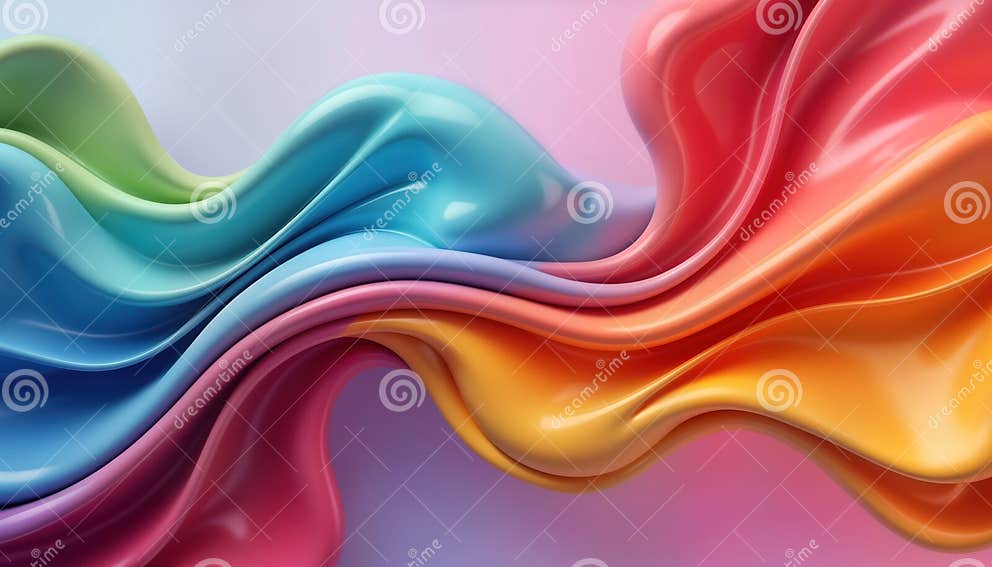 Abstract 3d Design with Flowing Liquid Shapes in Vibrant Colours ...