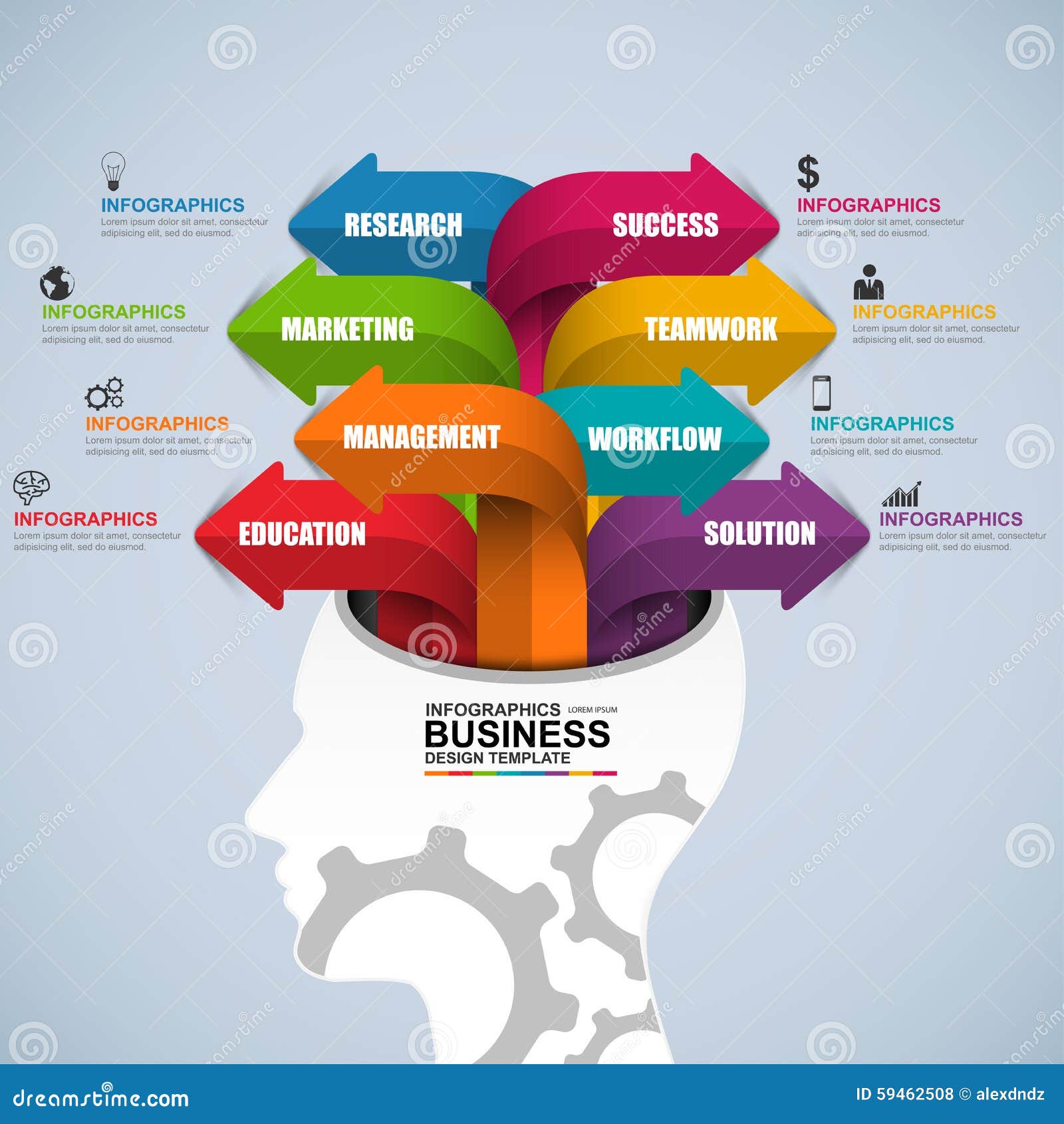 Abstract 3D Digital Business Brain Infographic Stock Vector ...
