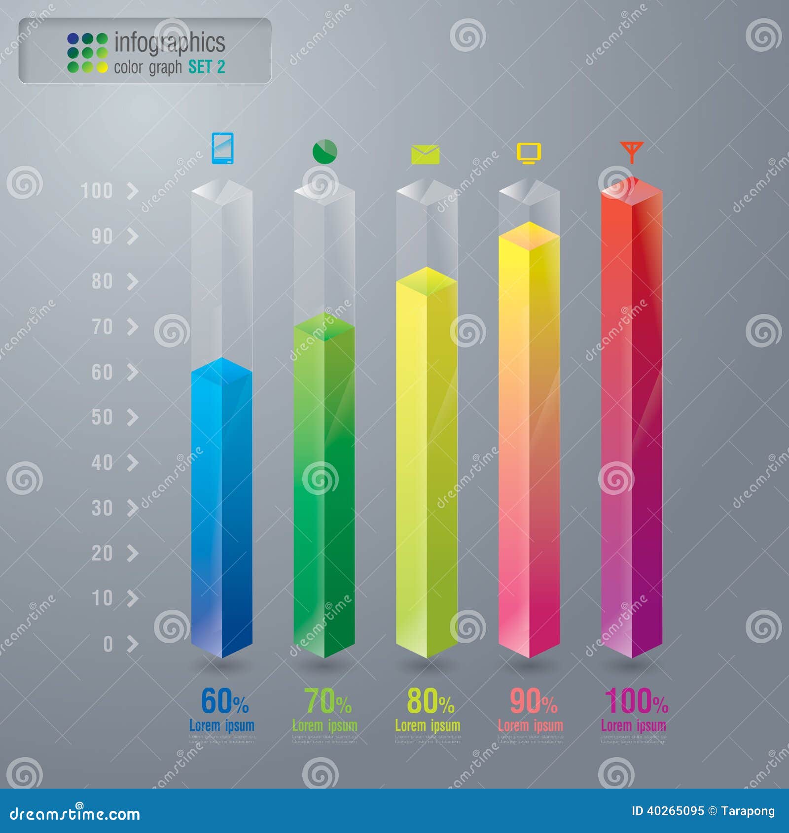 Abstract 3D Digital Illustration Graph Set 2. Stock Vector ...
