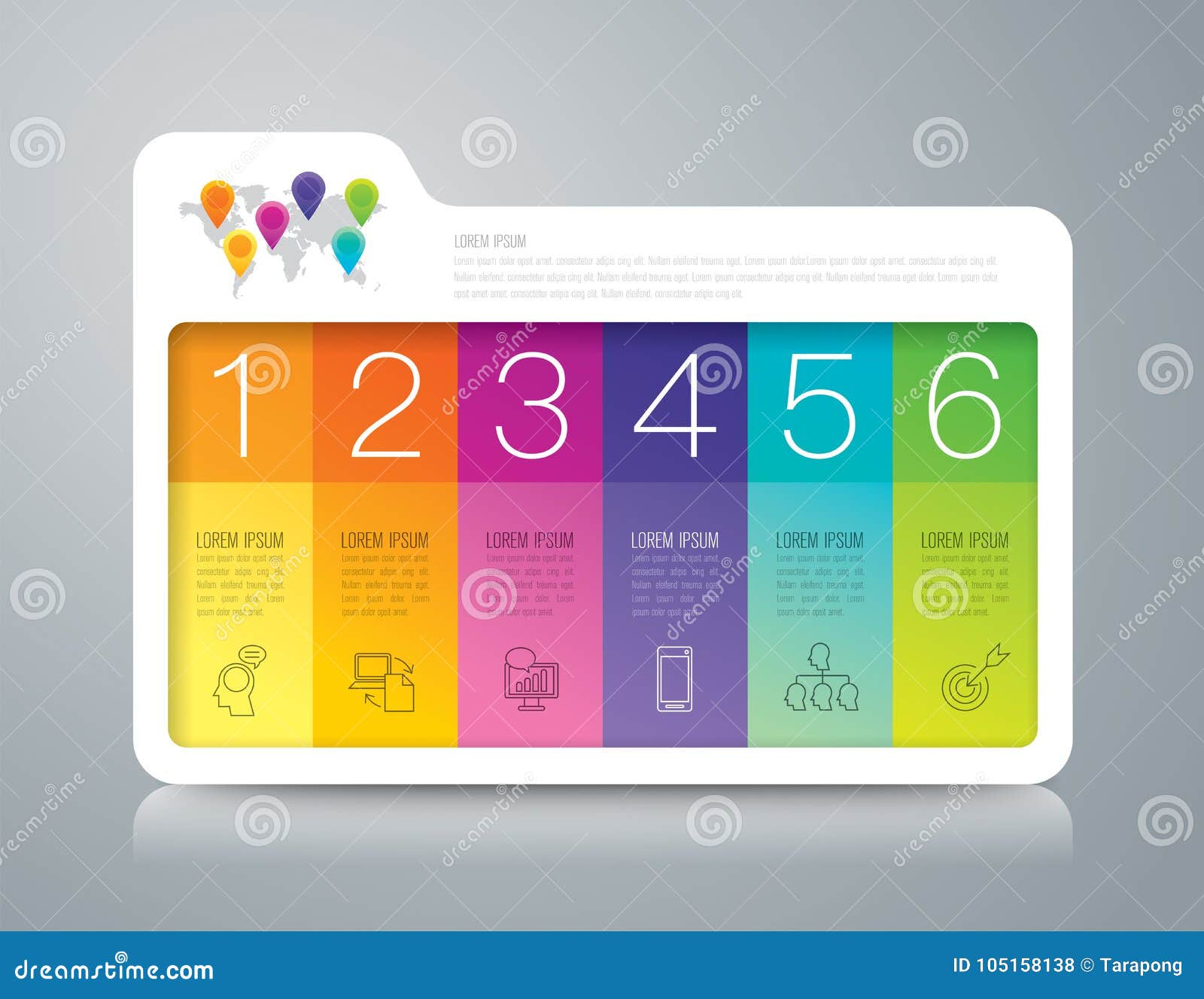 Folder Infographic Design and Business Icons with 6 Options. Stock ...