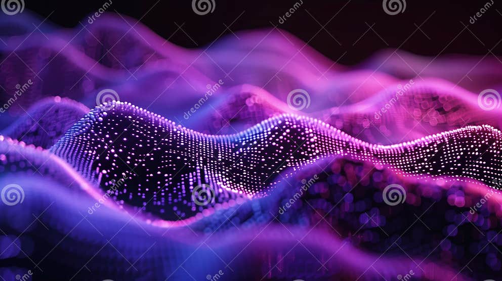 Abstract 3D Digital Wave Pattern in Vibrant Neon Colors with Dotted ...