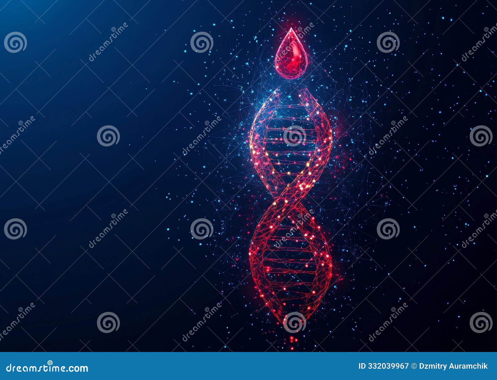Abstract 3D DNA Molecule Helix and Blood Drop Stock Image - Image of ...