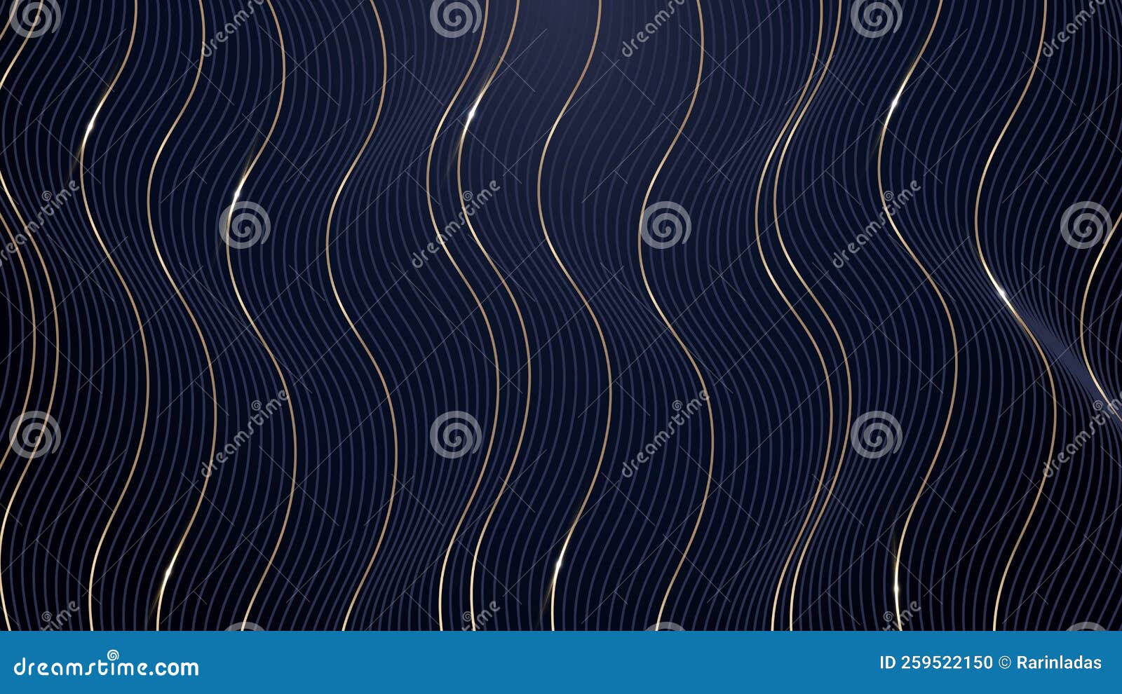 Abstract 3D Dynamic Wavy Blue and Gold Vertical Lines Effect Pattern on ...