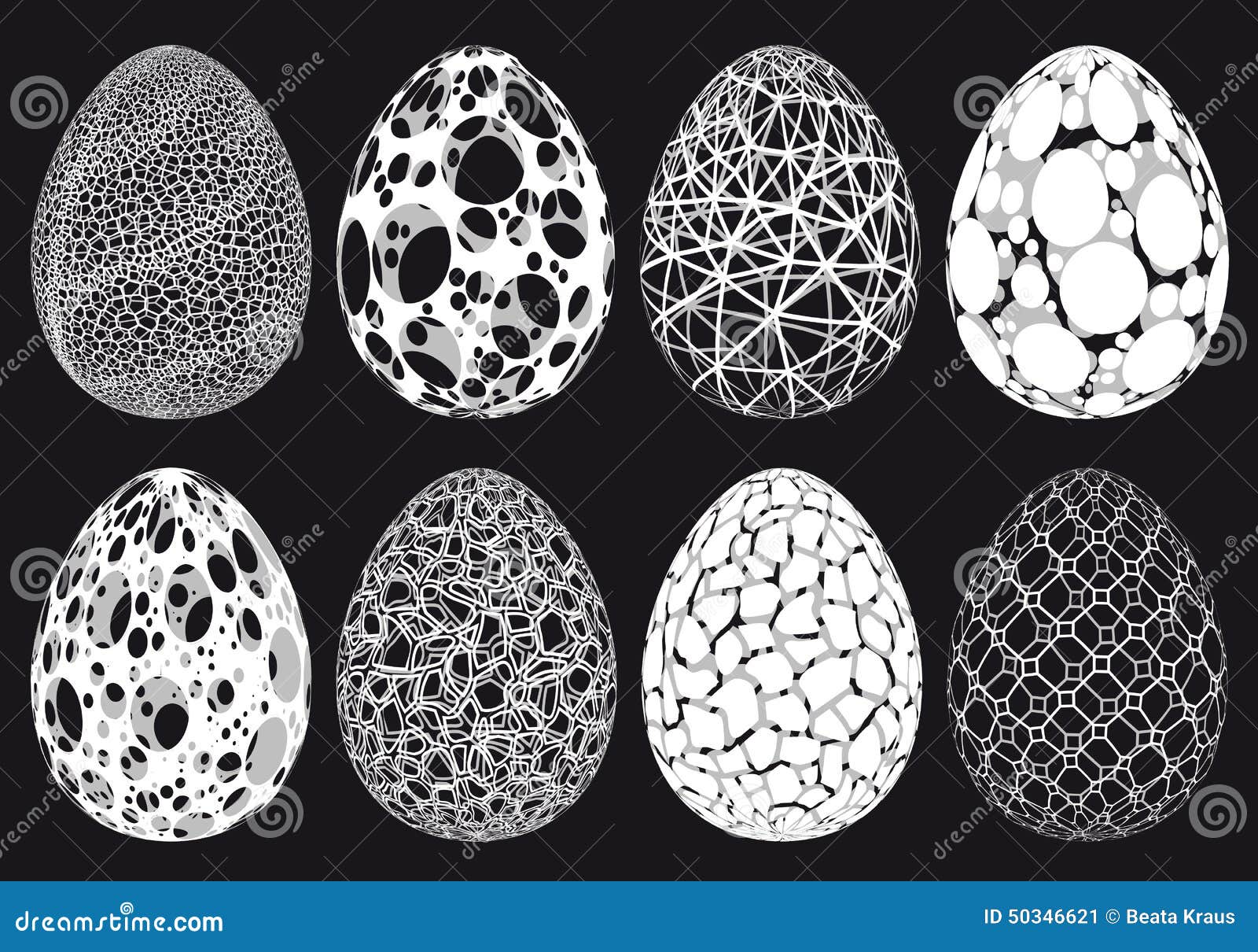 Abstract 3D Easter Eggs, Vector Set Stock Vector - Illustration of ...