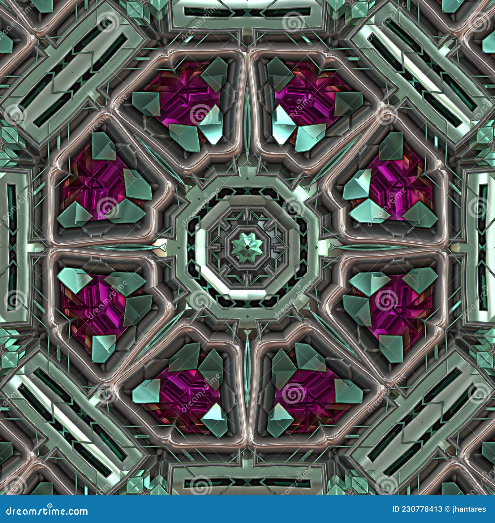 3d Effect Octagonal Metallic Surface Graphic Stock Illustration ...