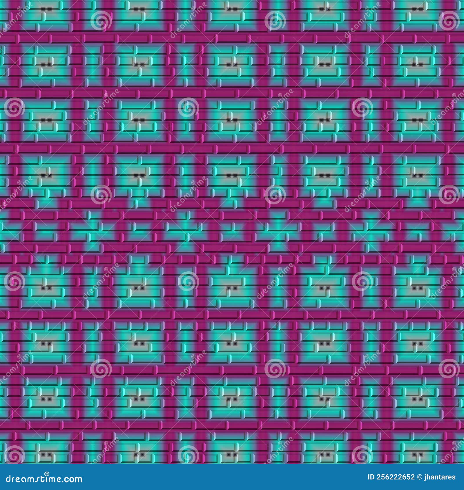 3d Effect - Wall Bricks Cyan Red Graphic Stock Illustration ...