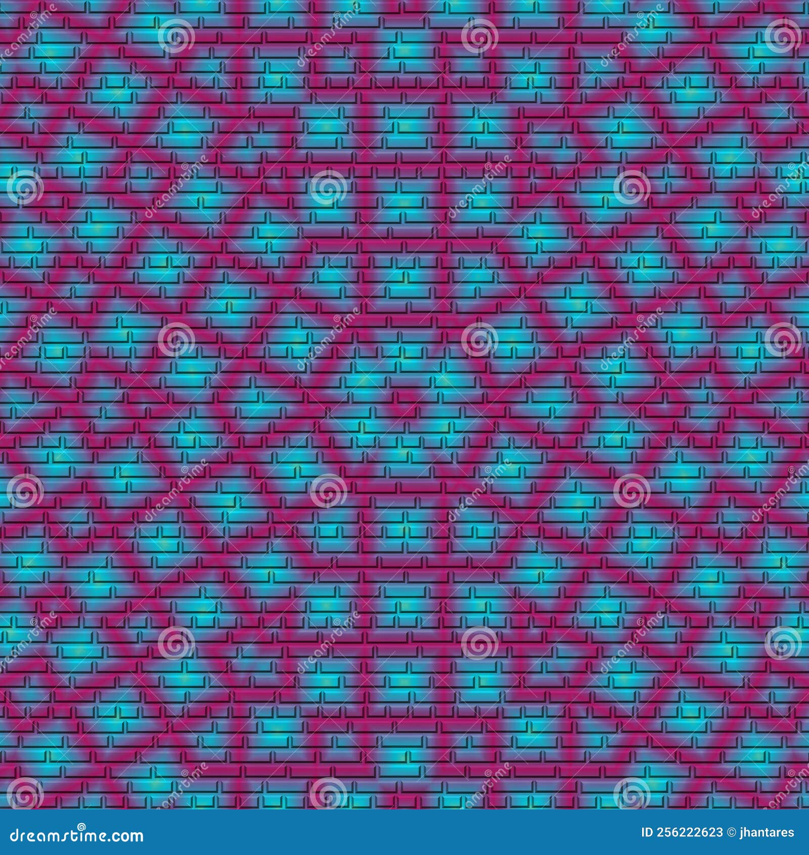 3d Effect - Wall Bricks Cyan Red Graphic Stock Illustration ...