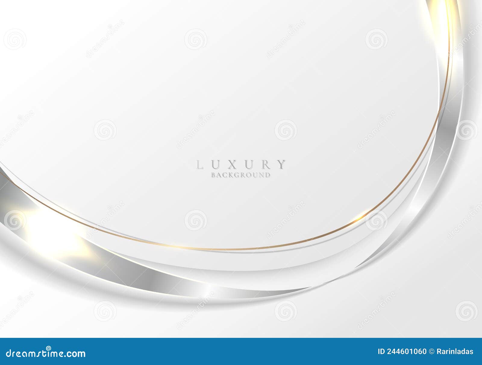 Abstract 3D Elegant Silver Wave Lines and Lighting Effect on White ...