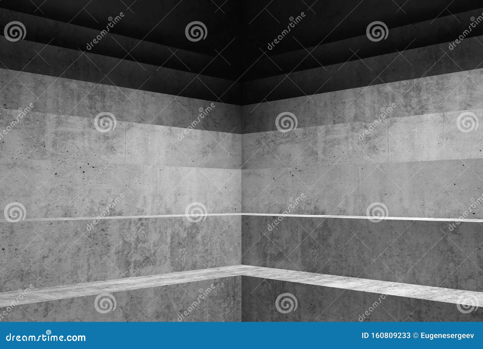 Abstract 3 D Empty Dark Concrete Interior Stock Illustration ...