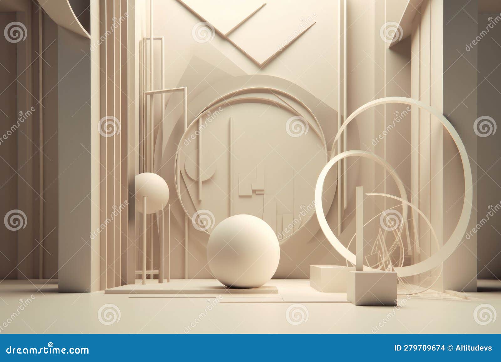Abstract 3d Environment with Geometric Shapes and Lines, Creating a ...