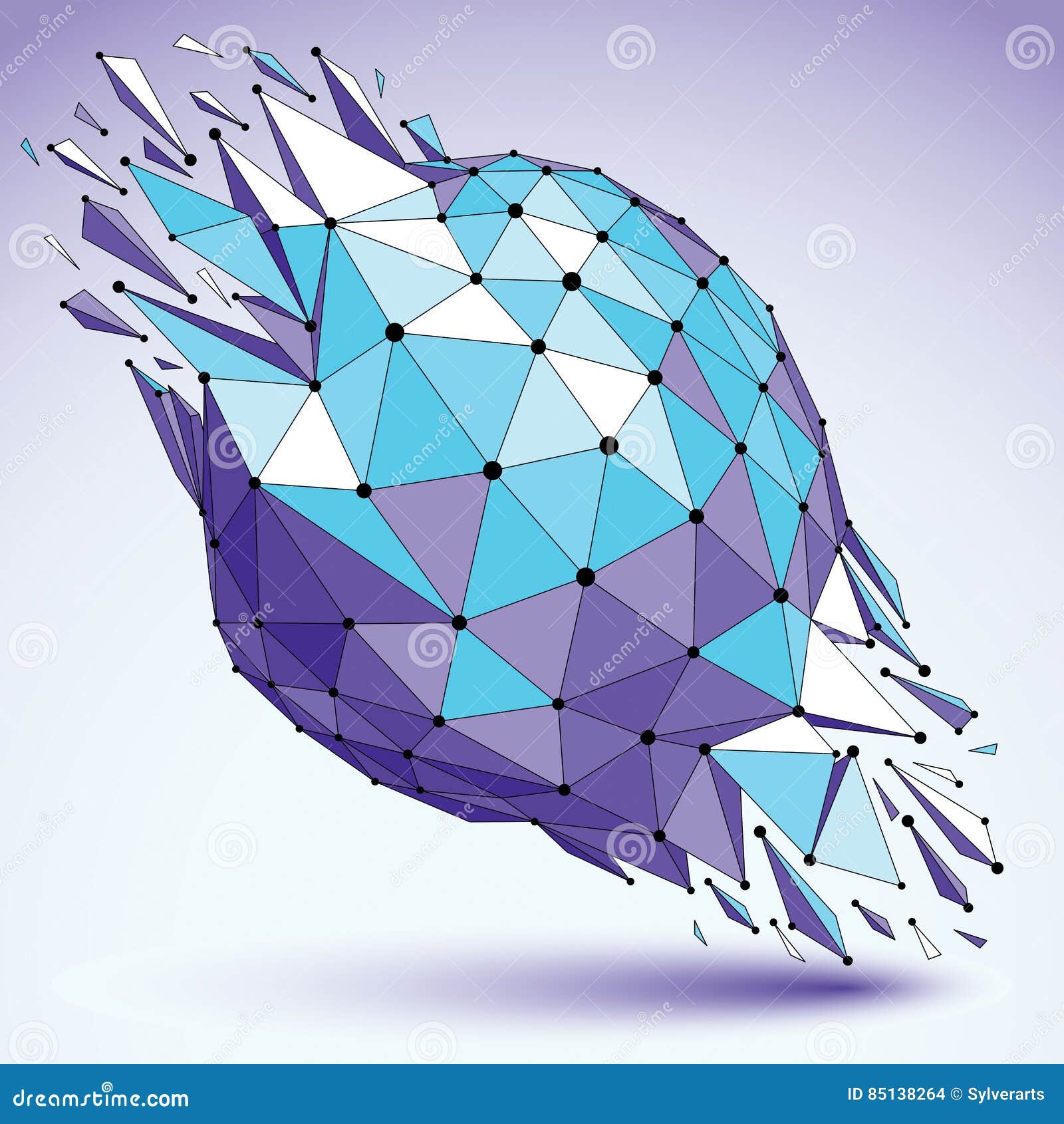 Abstract 3d Faceted Blue Figure with Connected Black Lines and D Stock ...