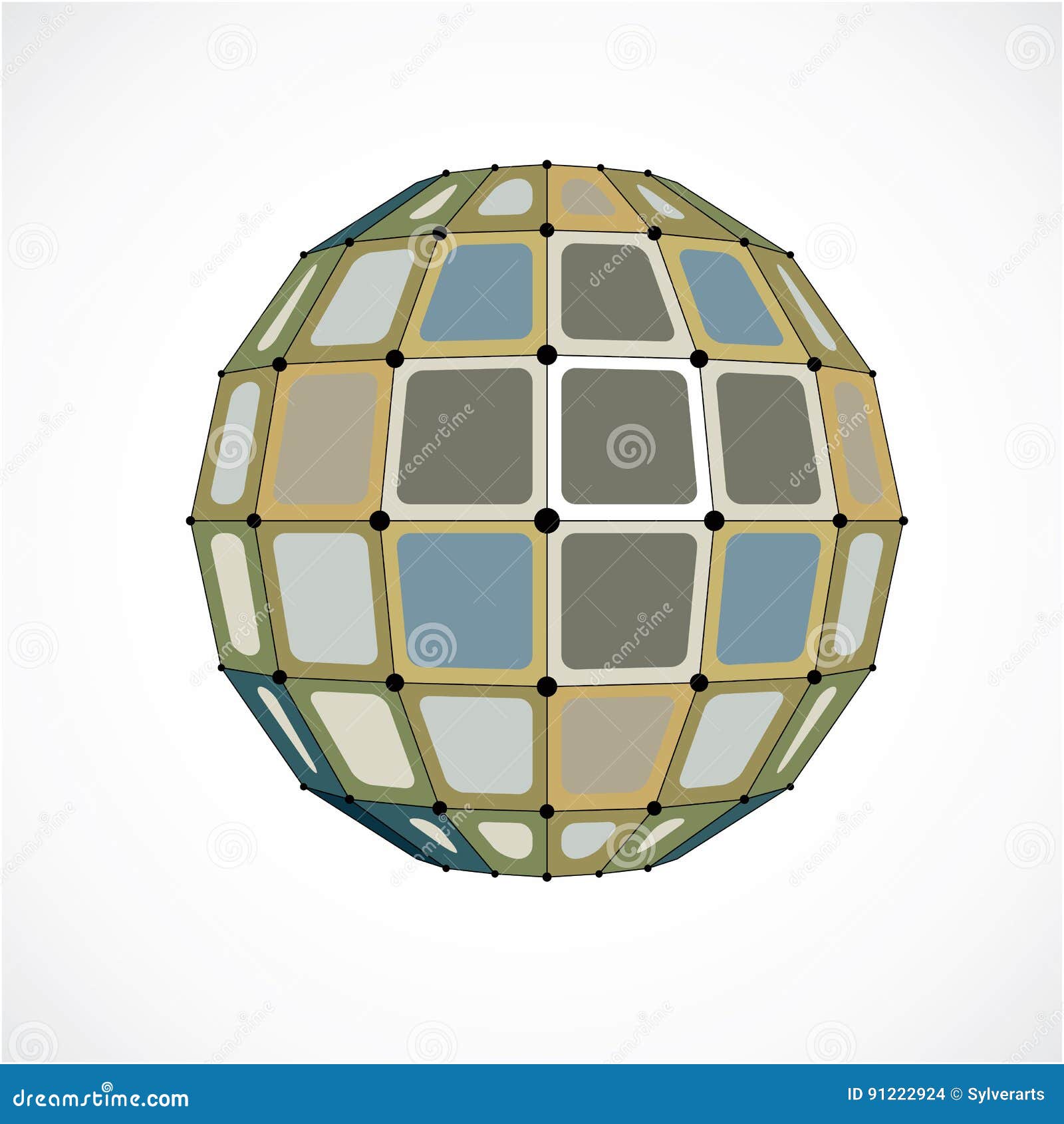 Abstract 3d Faceted Figure with Connected Black Lines and Dots. Stock ...