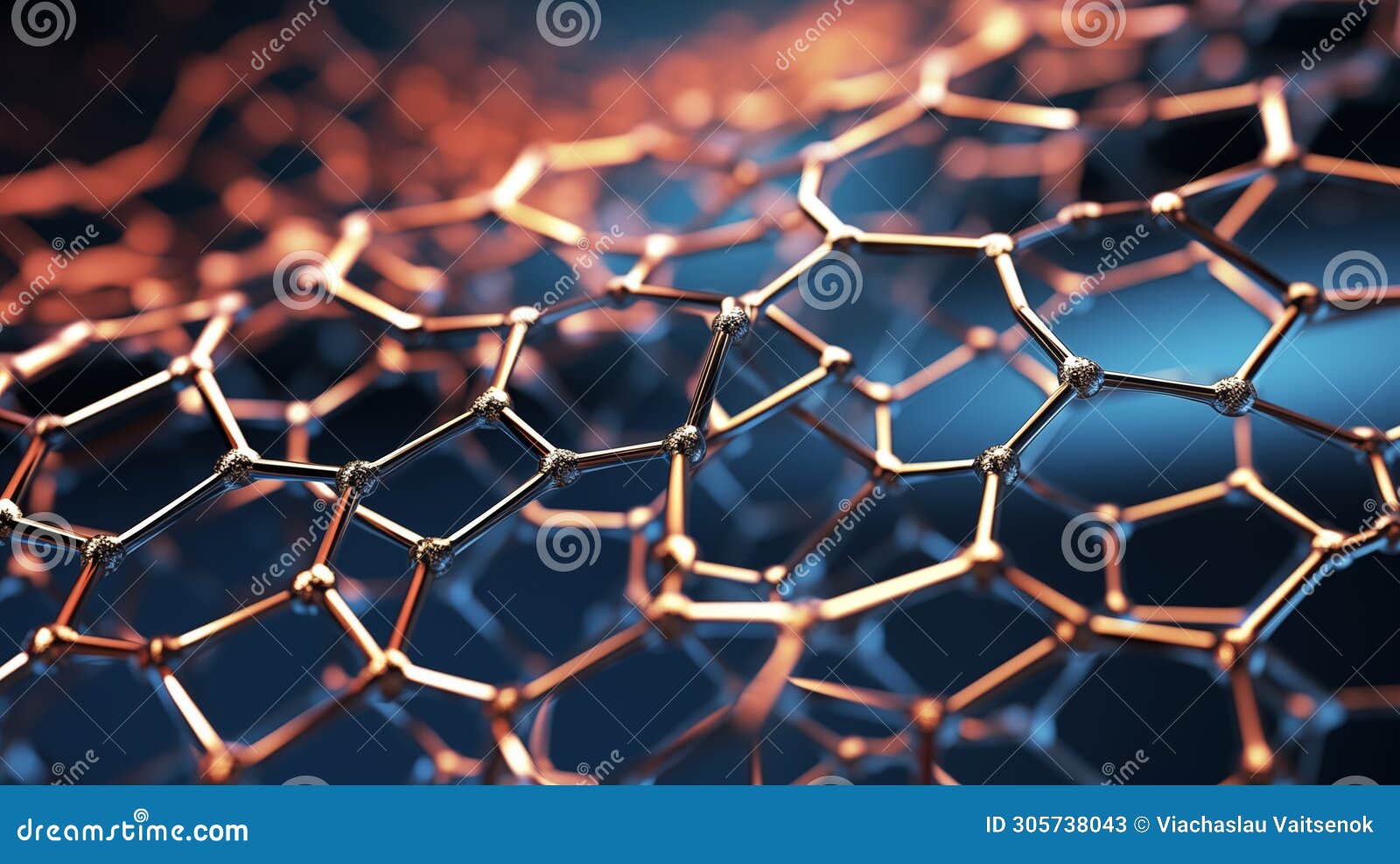 Abstract 3d Futuristic Molecular Golden Mesh Stock Illustration ...