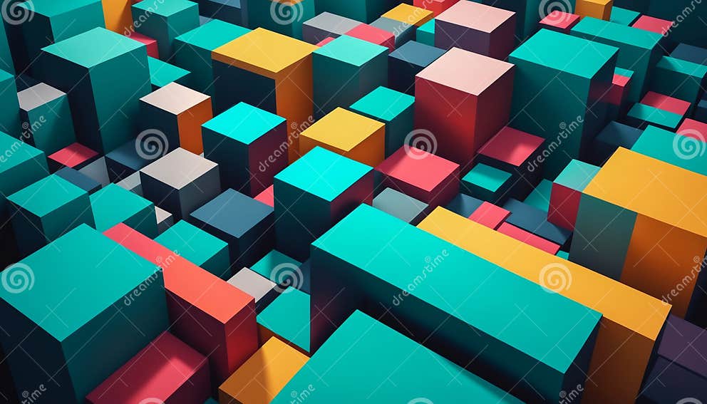 Abstract 3D Geometric Blocks. Backgrounds, Modern Designs, and Creative ...