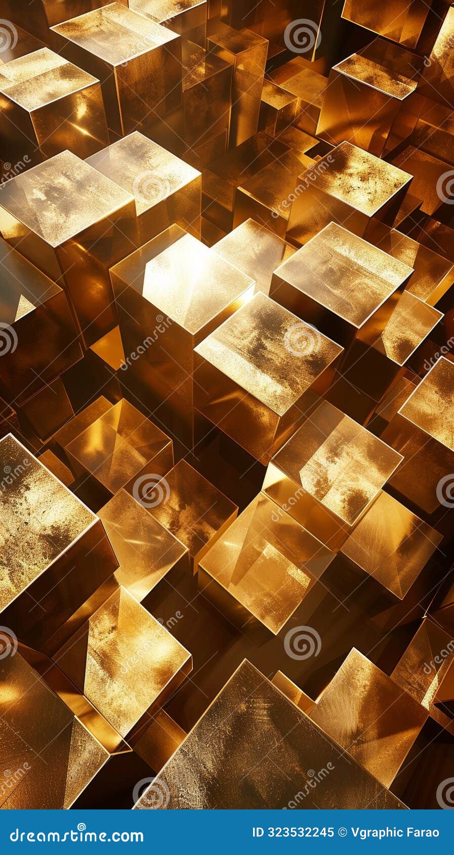Abstract 3D Geometric Gold Structures, Top View. Luxury and Opulence ...