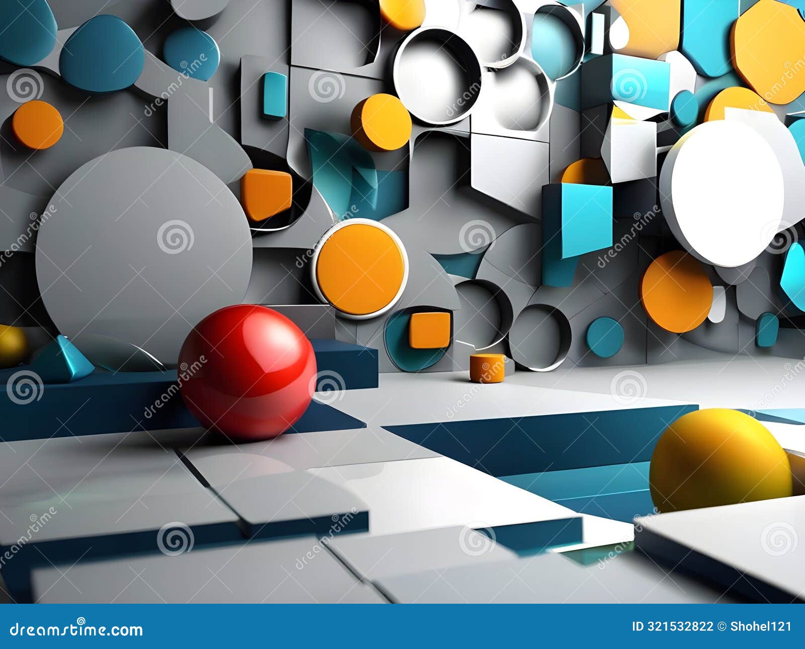 Abstract 3D Geometric Shapes with Shadows and Lighting Effects Stock ...