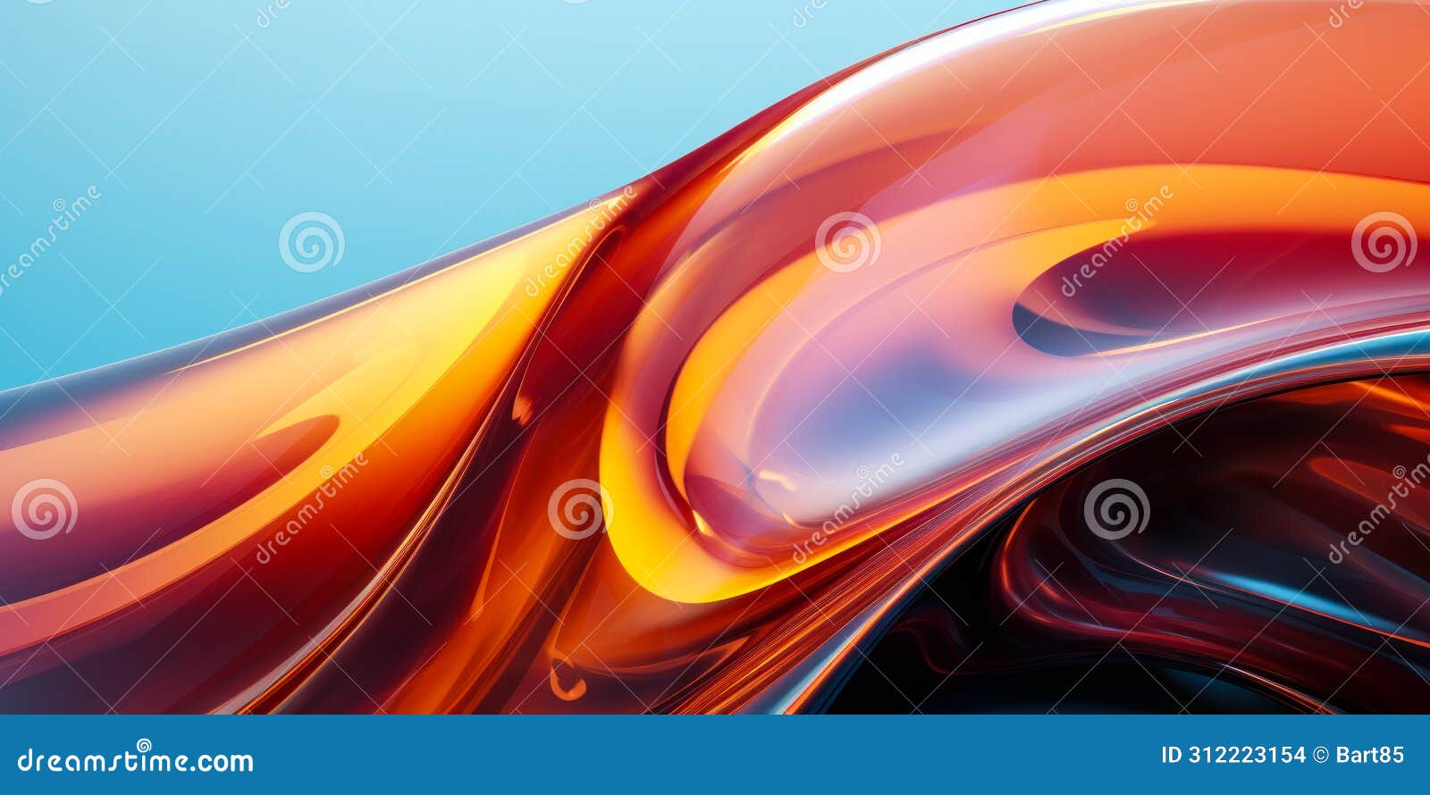 Abstract 3d Glass Render Glossy Reflective Organic Curve Wave in Motion ...
