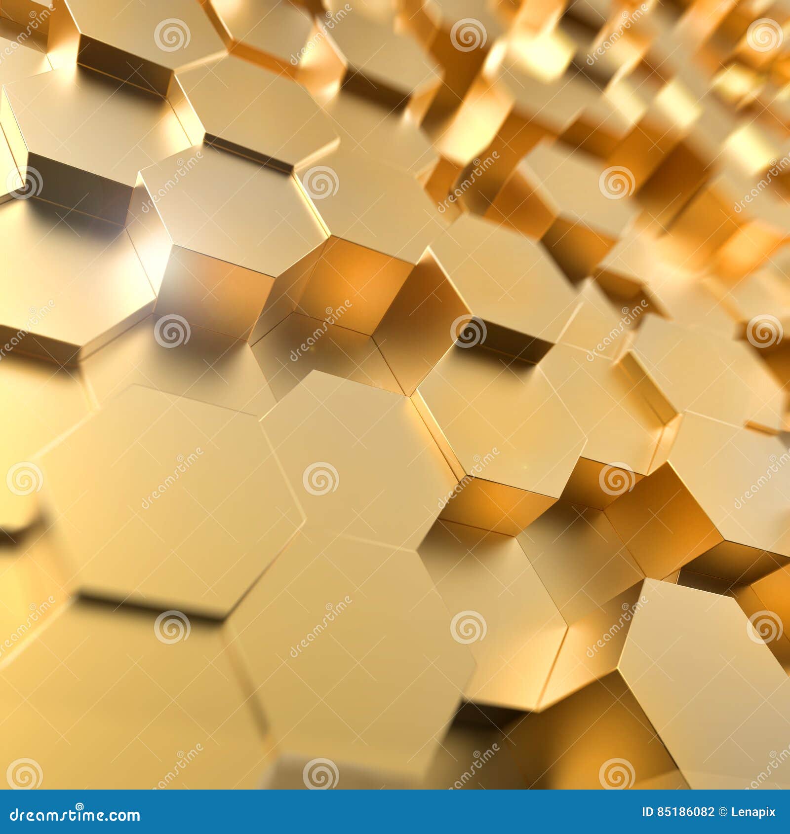 3D Gold Hexagon Cube, Golden Diamond Pedestal Podium With Diamond ...