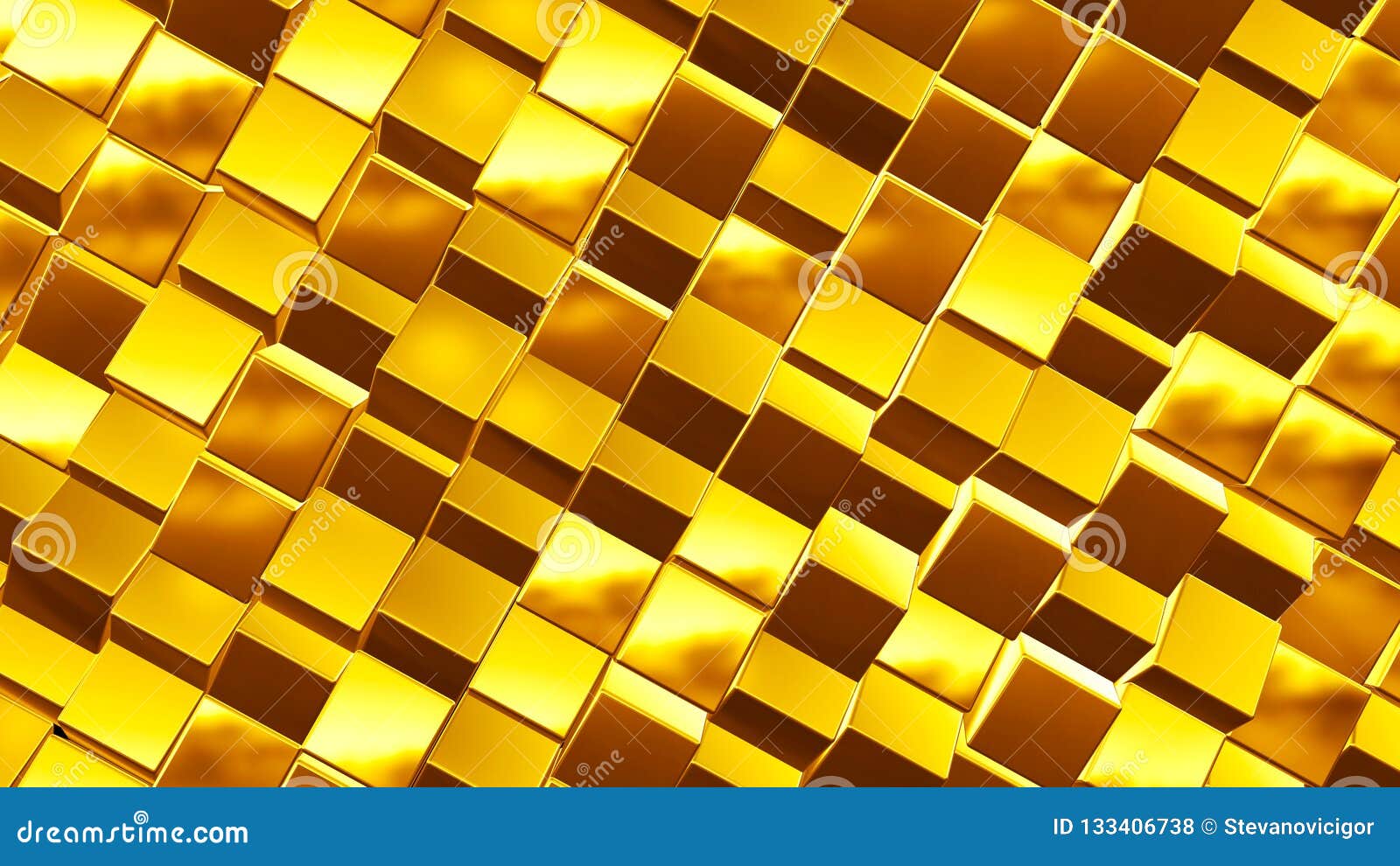 Abstract 3d Golden Business Background Made of Metallic Boxes Stock ...
